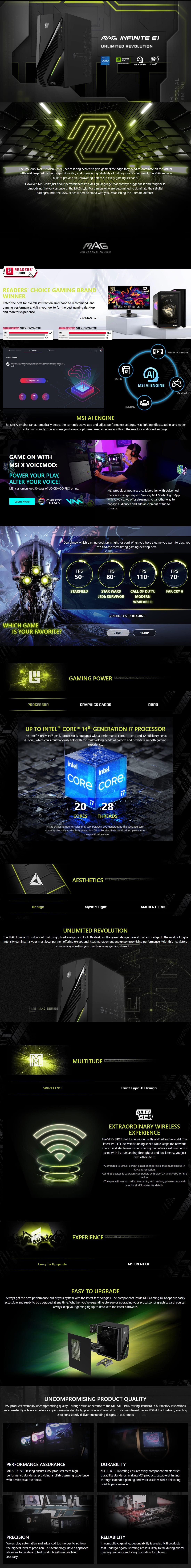 (Refurbished) MSI Infinite E1 AI Gaming Desktop, i5-14400F, 16GB RAM ...