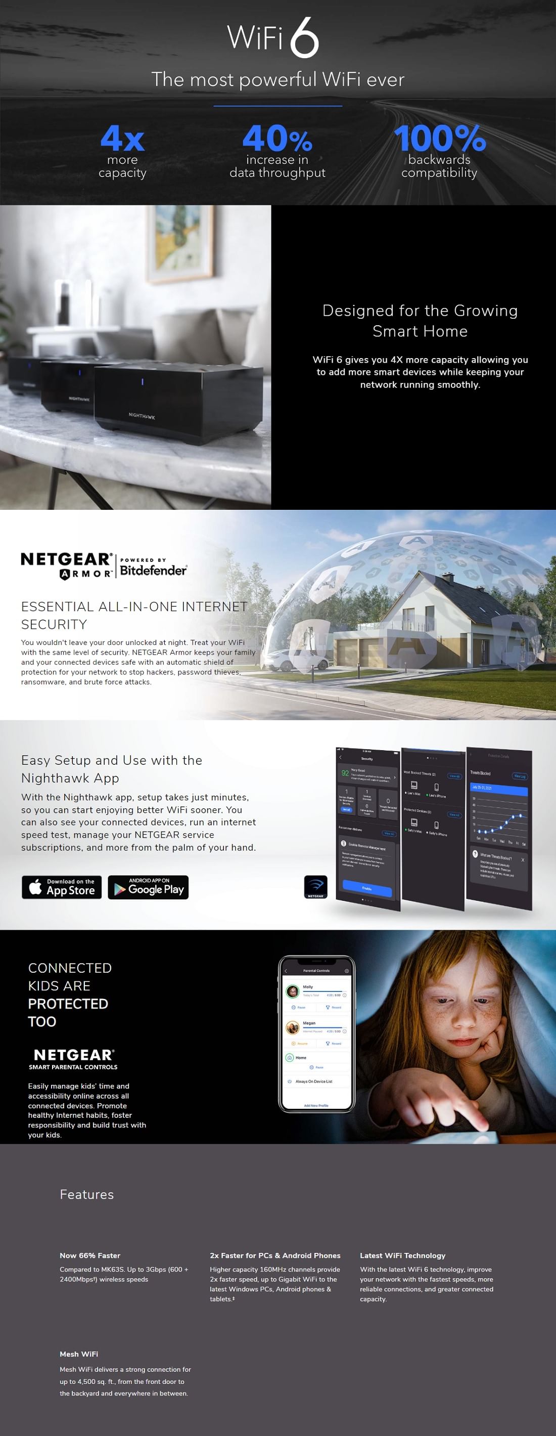 Netgear NightHawk MK73S AX3000 Dual-Band WIFI 6 Mesh System - Pack of 3