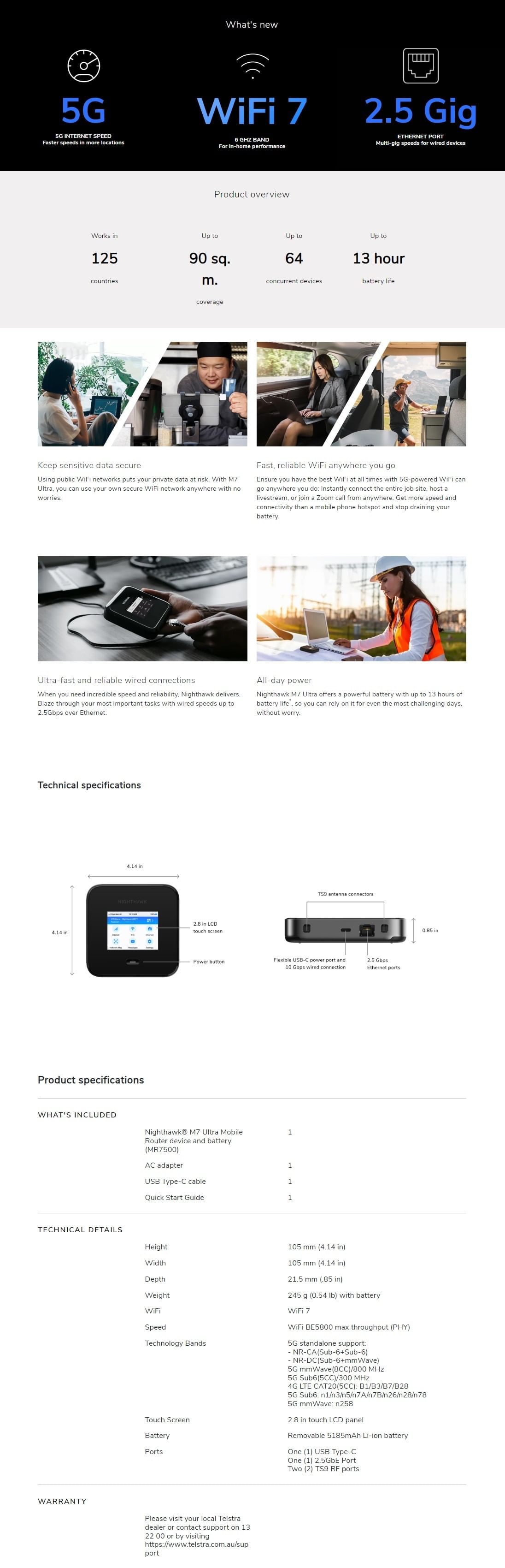 Netgear Nighthawk M7 Ultra Wifi 7 5G mmWave Mobile Hotspot Router