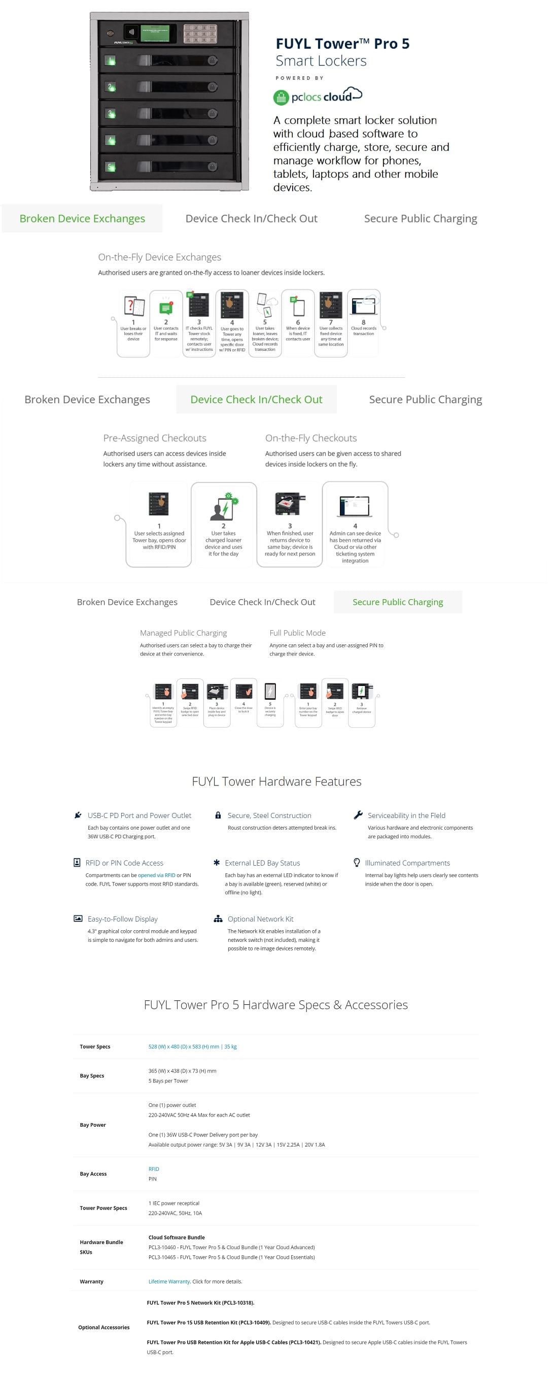 PC Locs FUYL Tower Pro 5 Smart Lockers
