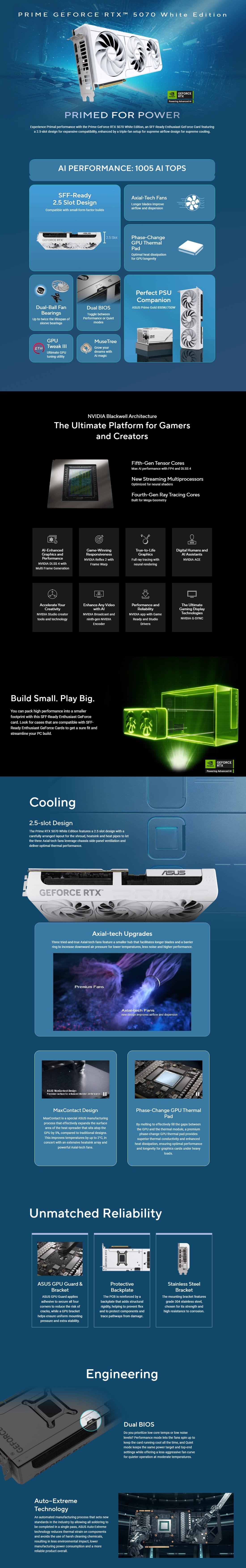 ASUS PRIME GeForce RTX 5070 White OC 12GB GDDR7 Graphics Card