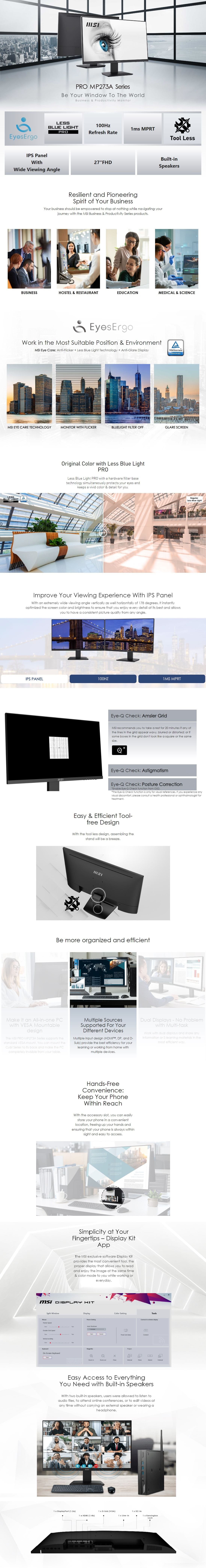 MSI PRO MP273A 27" FHD IPS 1ms 100Hz Business Monitor