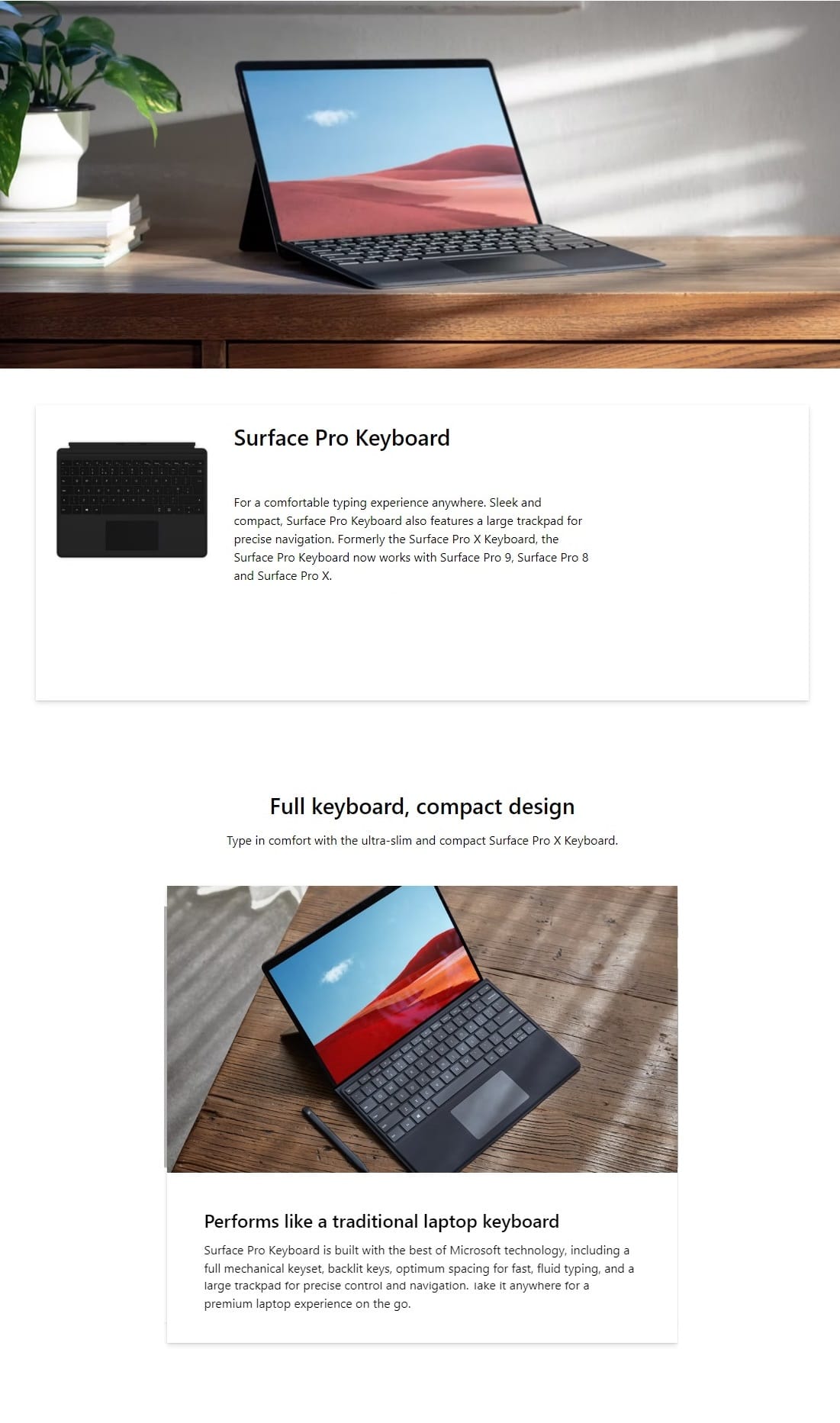 Microsoft Surface Pro 8 / 9 / X Keyboard (No Pen/Pen Slot) - Black