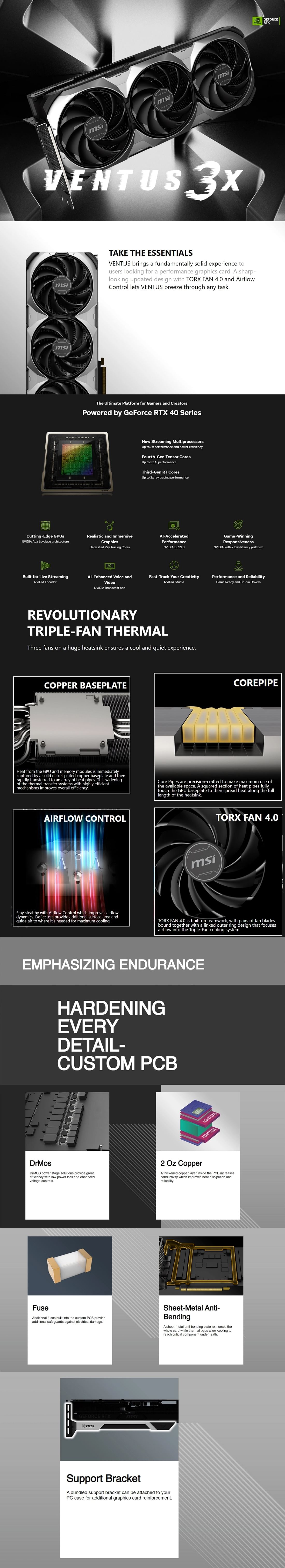 MSI RTX 4070 VENTUS 3X E 12G OC Graphics Card