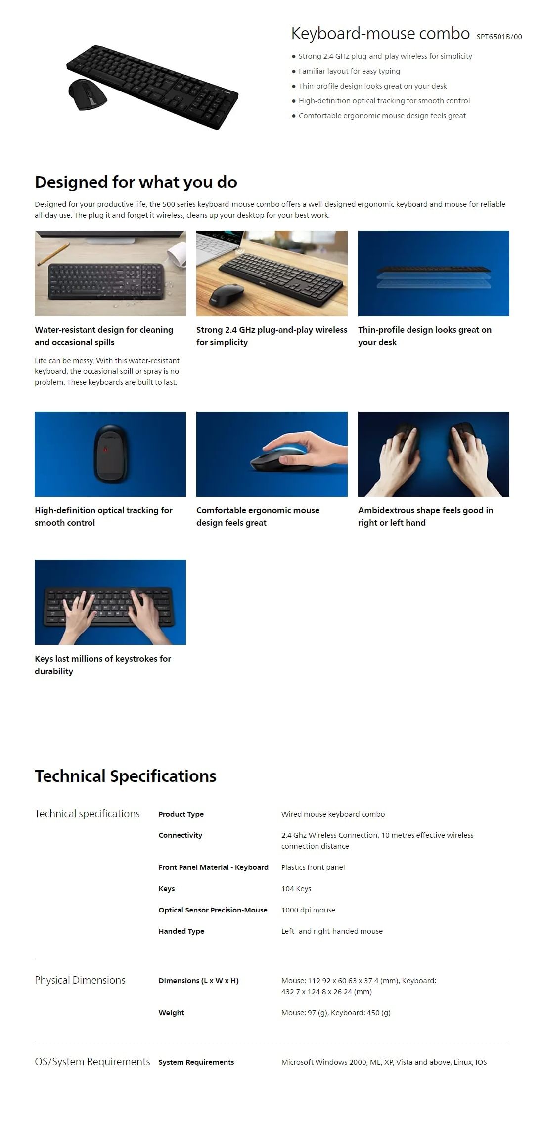 Philips SPT6501B Wireless Keyboard/Mouse Combo