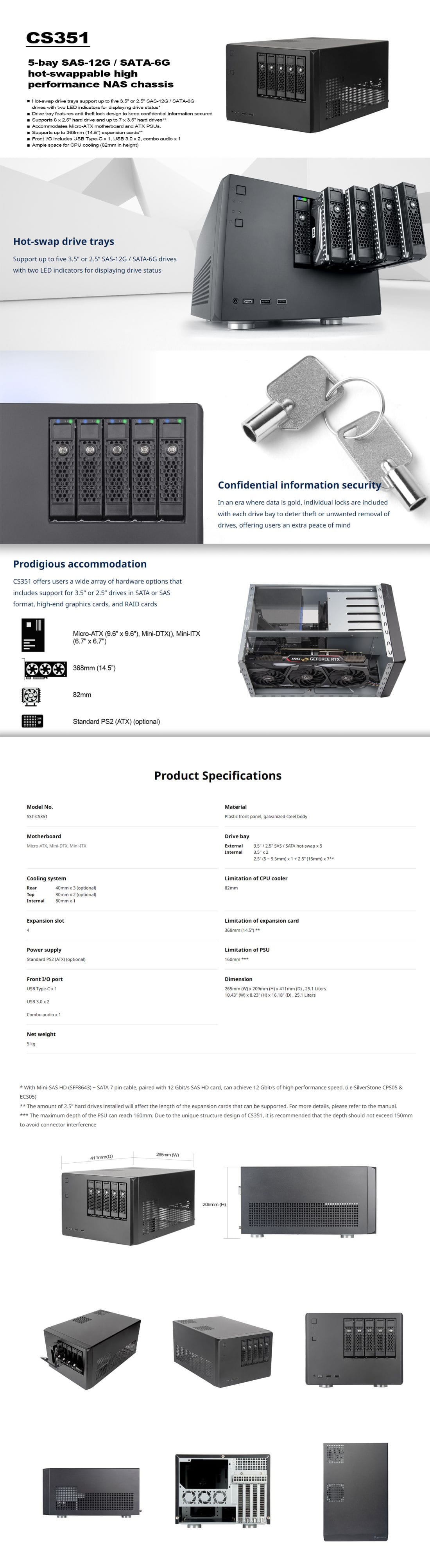 Silverstone CS351 5-Bay SAS-12G / SATA-6G Hot-Swappable High ...