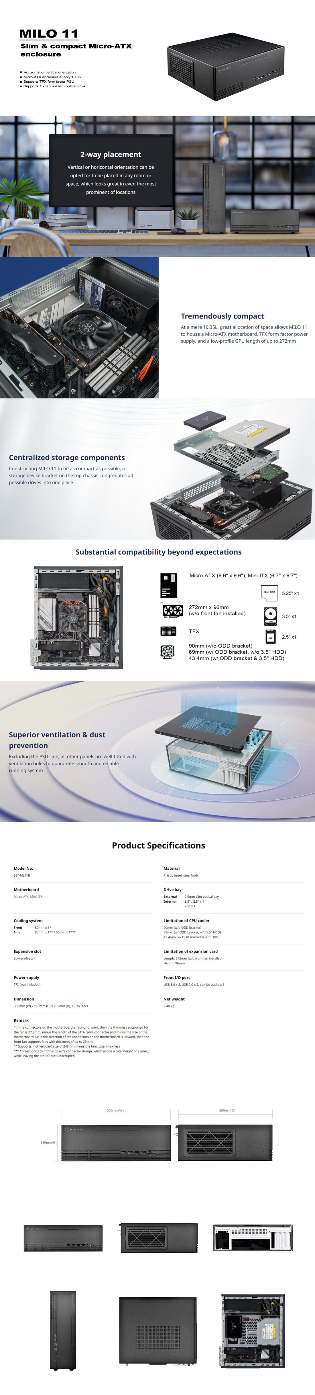 SilverStone Milo 11 Black Micro ATX Case