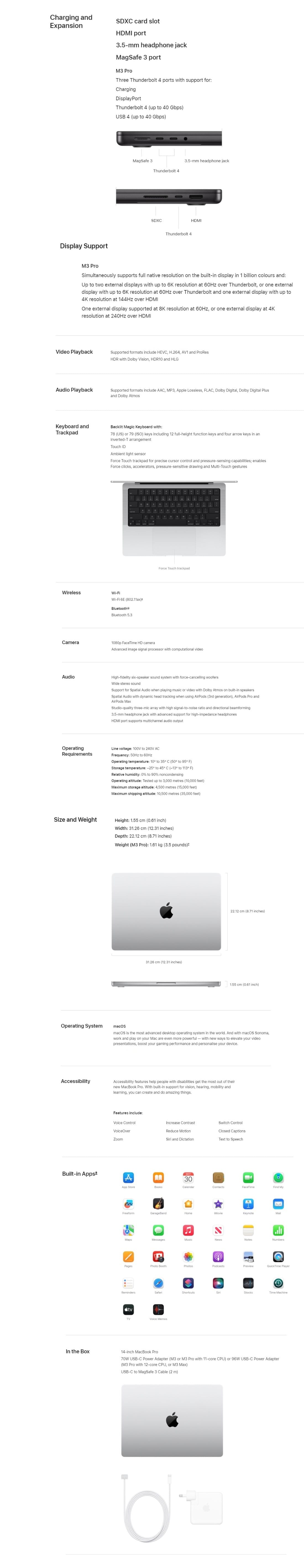 Apple MacBook Pro 14" M3 Pro 11-Core CPU, 14GPU, 18GB RAM, 512GB SSD ...