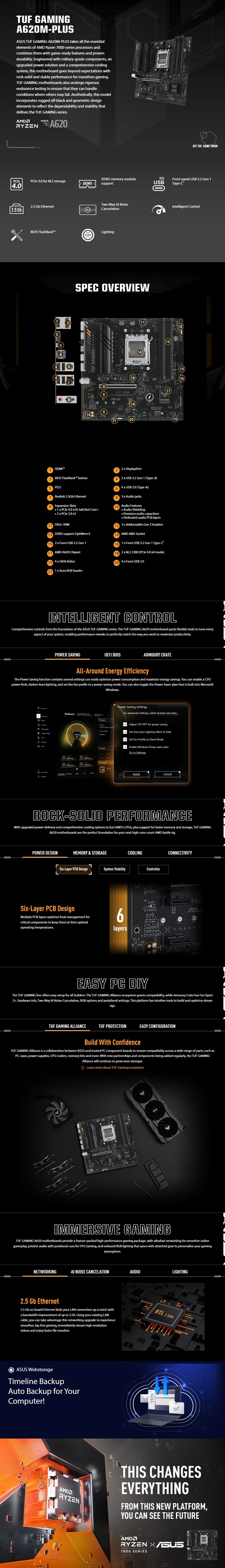 Asus TUF GAMING A620M-PLUS Micro-ATX Motherboard